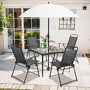 Shintenchi Outdoor Folding Dining Chairs Set of 4, Folding Lawn Chairs with Textilene mesh Fabric and Metal Frame, Portable Chairs for Patio, Backyard, Camping and Porch