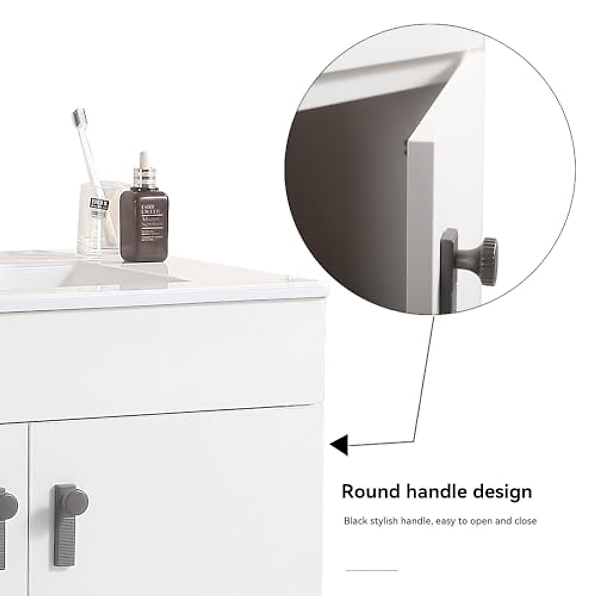 NOTOP 30" Bathroom Vanity with White Ceramic Sink Comb, Modern Freestanding Solid Wood Single Set,Included Two Soft Close Cabinet Doors,Metal Legs, 25IN