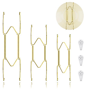 COIDEA 3 Pieces Plate Hangers for Wall, 6 8 10 Inch Plate Hangers, Stainless Steel Invisible Wire Plate Holder with 3 Pack Wall Hooks, Compatible 5 to 10.5" Decorative Antique Plates and Arts