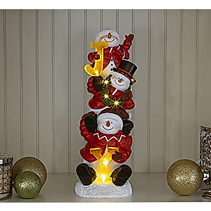 VP Home Christmas Trio Snowman Decor, Christmas Figurines Resin Snowman Lighted Decorations, LED Holiday Light Up Snowman Indoor, Festive Fiber Optic Decorations, Snowman Christmas Decorations