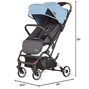 Evolur Baby Stroller Compact Lightweight Urban City Stroller with Anti UV Treatment and Mesh Material with Large Basket for Storage, Blue