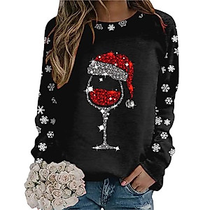 Christmas Shirts for Women Workout Clothes for Women Tops Blouse Raglan Baseball Raglan Fleece Solid Basic Fall Tops 2023 Fashion Loose fit Black Cropped Hoodie Sweatpants Women Shirt Pullover tee