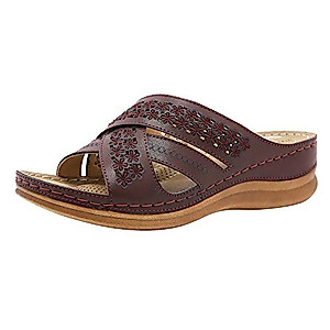 Women's Sandals Outdoor Slippers Anti Slip Beach Casual Open Toe Sandals Vintage Anti-Slip Breathable Light Soft Platform