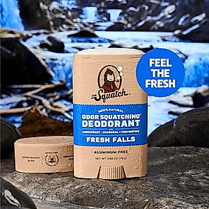 Dr. Squatch Natural Deodorant for Men 3 Pack Fresh Falls – Odor-Squatching Men's Deodorant Aluminum Free (2.65 oz, 3 Pack)