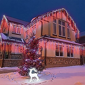 Meteor Shower Rain Light 50cm 8 Tubes 384 LED Waterproof Icicle Falling Snowfall Lights Snow Falling for Home Decor Wedding Garden, Red