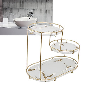 Bathroom Counter Organizer, Iron Glass 2 Tier Vanity Tray, Skincare Makeup Organizer Shelf, Vanity Organizer Bathroom Counter Shelf for Cosmetics, Toiletries, Lotions, Perfumes