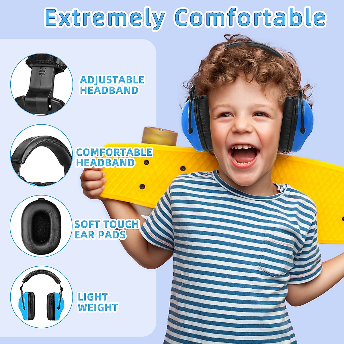 ZOHAN 030 Kids Noise Cancelling Headphones for Autism Ear Protection (Blue)
