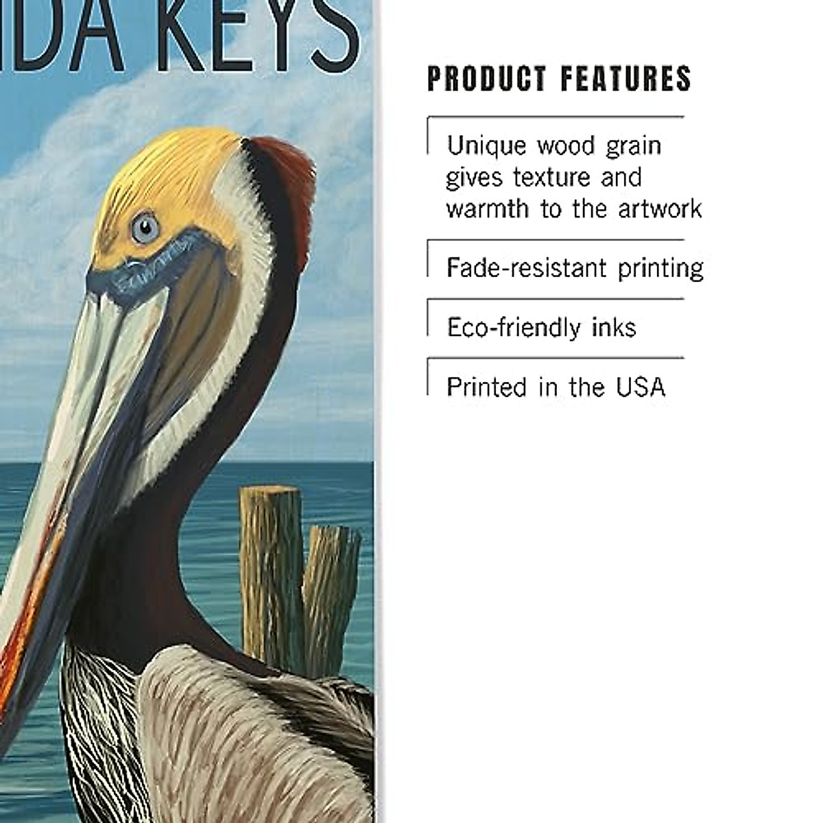 Lantern Press 6x9 Inch Wood Sign, Ready to Hang Wall Decor, Florida Keys, Florida, Brown Pelican