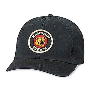 AMERICAN NEEDLE Hanshin Tigers League Japanese Nippon Baseball Adjustable Dad Hat, Hepcat, Black (43870A-HTI-BLK)