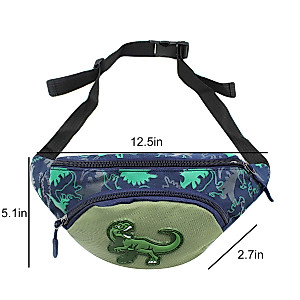 Kids Boys Girls Fanny Pack Cartoon Dinosaur Purse Waist Pack Belt Bum Bag for Travel,Hiking,Sports