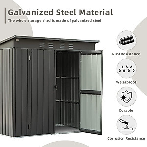 Domi Outdoor Storage Shed 5x3 FT, Metal Tool Sheds Galvanized Steel,Outdoor Tool Shed with Lockable Double Door for Patio,Backyard,Garden,Lawn