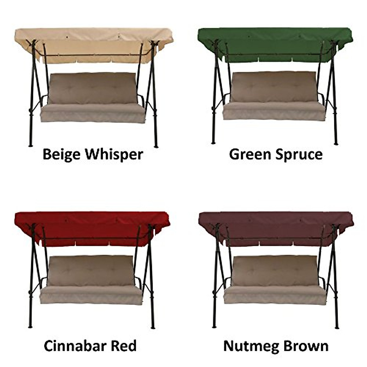 Garden Winds X-Large Universal Replacement Swing Canopy Top Cover - RipLock - Nutmeg