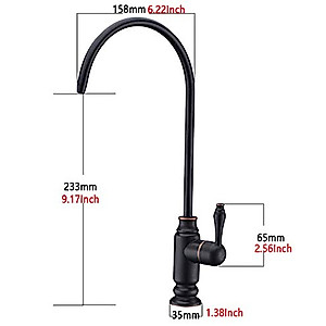 Kmeino (Oil Rubbed Bronze) Water Drinking Faucet 100% Lead-Free Water Filter Faucet Fits Most RO Units or Water Filtration System Stainless Steel Body Sink Water Filtration Faucet Mini Tube