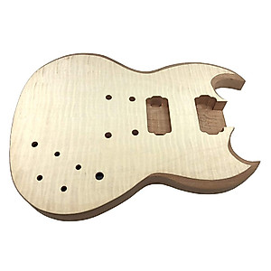 Solo SG Style DIY Guitar Kit, Basswood Body, Flamed Maple Top