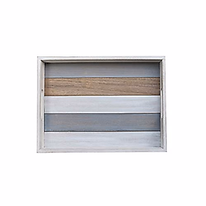 Rustic Wooden Serving Tray for Ottoman and Coffee Table Lap Tray (16.3L x 12.2W x 2H in, Multicolor)