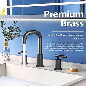 Beati Faucet Matte Black 8 Inch Widespread Bathroom Faucet 3 Hole 2 Handle for Vanity Sink with Pop Up Drain