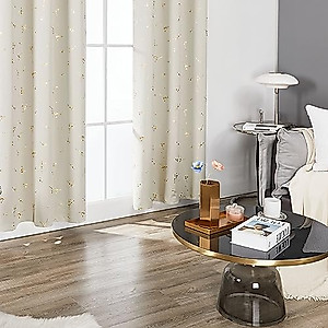 Deconovo Blackout Curtains for Living Room, Curtains 84 Inches Long, Set of 2 - Constellation Pattern Foil Printed Curtains, Light Blocking Curtain (Beige, 42 x 84 Inch, 2 Panels)