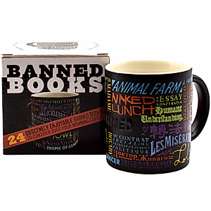 The Unemployed Philosophers Guild Banned Book Coffee Mug - Colorfully Lists 24 Famously Banned Books, Comes in a Fun Gift Box, 12 oz