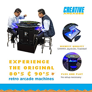 Creative Arcades Full Size Commercial Grade Cocktail Arcade Machine w/Riser | 2 Player | 412 Games | 22" LCD Screen | Round Glass Top | 2 Sanwa Joysticks | 2 Stools Included | 3 Year Warranty