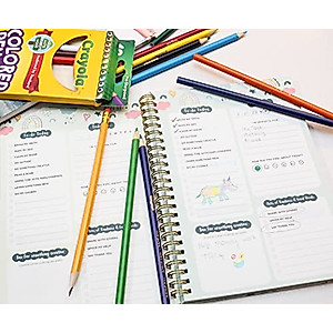 Kids To Do Chore List Daily Task Checklist Planner Time Management Notebook by Bright Day Non Dated Flex Cover Spiral Organizer 8.25 x 6.25 (Rainbows)