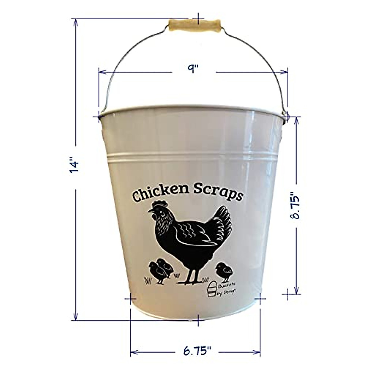 Chicken Scraps Bucket to collect your leftover food to feed your hens, roosters, feathered ladies, chicken friends chicks, free-ranged chickens, roos, or whatever you call your chickens (Chicken)