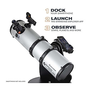 Celestron Starsense Explorer 130 mm Dobsonian Telescope - Smartphone App-Enabled Tabletop Scope for Adults, Beginners and Astronomy Enthusiasts Bundle with All-Metal Height-Adjustable Tripod (2 Items)