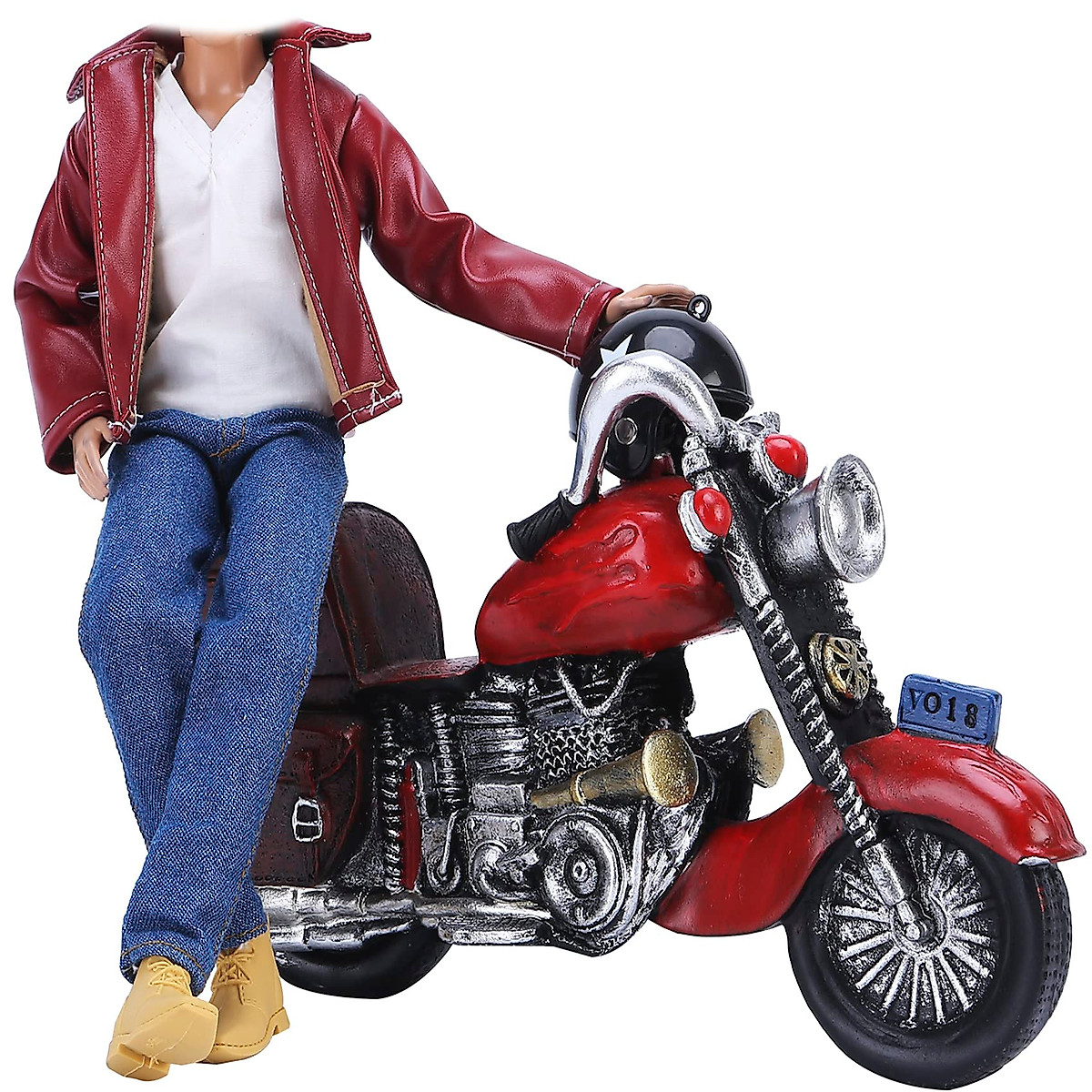 YAMASO Leather Coat Suit Pack,Cool Wild Motorcycle Style Couple Clothes for 11.5″ Girl Dolls and 12″ Boy Doll（Doll and Motorcycle not Included）