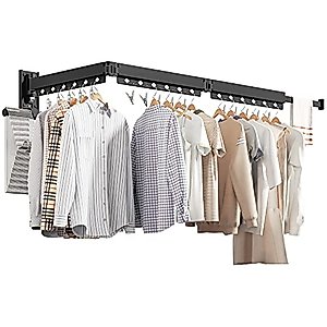ZdwCyl Wall Mounted Clothes Hanger,Clothes Drying Rack,Laundry Drying Rack,Laundry Rack Wall Mount,Space Saver,Retractable Drying Rack Clothing,Collapsible(Tri-Fold), Windproof Holes,with Clips