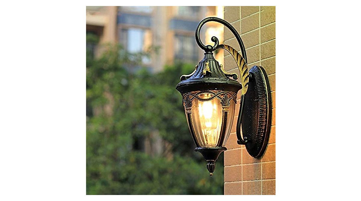 PEHUB Outdoor Wall Light Fixture, Industrial Vintage Sweep Black Metal ...