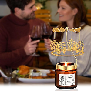 Rose Gifts for Women, Rotatable Lavender Scented Candle Gifts for Mom Wife Anniversary Valentine's Day Christmas, Unique Birthday Gift for Sister Girlfriend with Gift Box