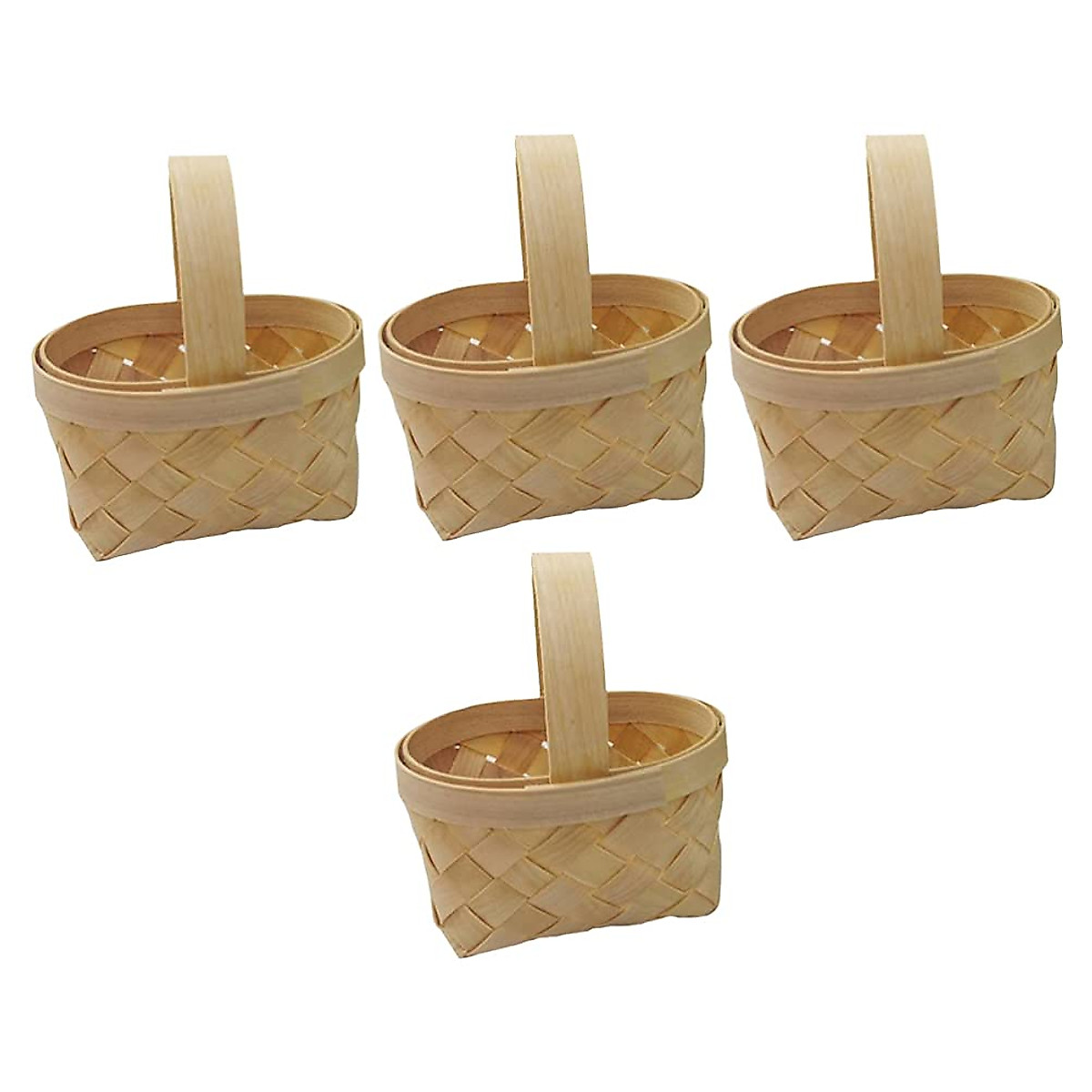 Hemoton 4pcs Candy Basket Small Basket Toys Snacks Containers for Kids Wooden Tray Rustic Decor Tiny Containers Snack Containers Small Craft Basket Child Mini Wood Chips Small Candies