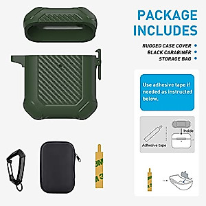 Maxjoy for AirPods 2 Case Cover, Airpods Protective Case with Lock Gen 2 Hard Shell Rugged Shockproof Cover with Keychain Compatible with Apple Airpods2 Airpods 1 Generation, Army Green