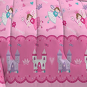 dream FACTORY Magical Princess 4 Piece Bedding Set, Toddler, Pink,2A74630JMU