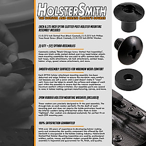 Holster Attachment Mounting Assembly – (12 Pack) - (3/8 Chicago Slotted Binding Post + 3/8 Truss Head Screw + 1/8 EPDM Washer) - for DIY KYDEX Holster Belt Clips & More