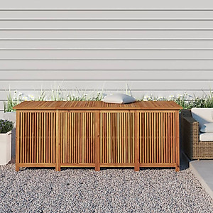 loibinfen Solid Wood Patio Storage Box, Solid Wood Deck Box, Garden Backyard Storage Box, Outdoor Storage Container, 78.7"x31.5"x29.5" Solid Wood Acacia