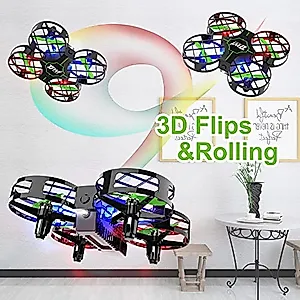 Dwi Dowellin 4.5 Inch Mini Drone for Kids One Key Take Off Landing Spin Flips RC Small Drones for Beginners Boys and Girls Nano Quadcopter Flying Toys, Black