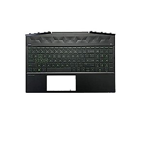 Replacement for HP Gaming Pavilion 15-DK 15-DK0126TX TPN-C141 Laptop Upper Case Palmrest Green Backlit Keyboard Assembly Part L57593-001 AP2K8000310
