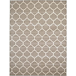 Rugs.com Lattice Collection Rug – 9' x 12' Light Brown Medium Rug Perfect for Living Rooms, Large Dining Rooms, Open Floorplans