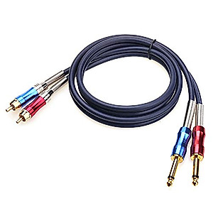 Disino Dual 1/4 inch TS to Dual RCA Stereo Audio Interconnect Cable Patch Cable Cords -3.3 ft