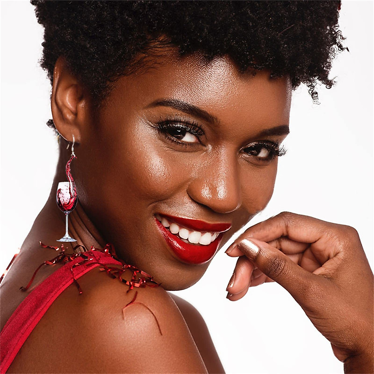 ONLYJUMP Simulation Beer Earrings Wine Glass Earrings for Women Cute Beer Glass Earrings Yellow Whisky Earrings Red Wine Glass Earrings Acrylic Earrings Funny Jewelry (Red Wine Glass)