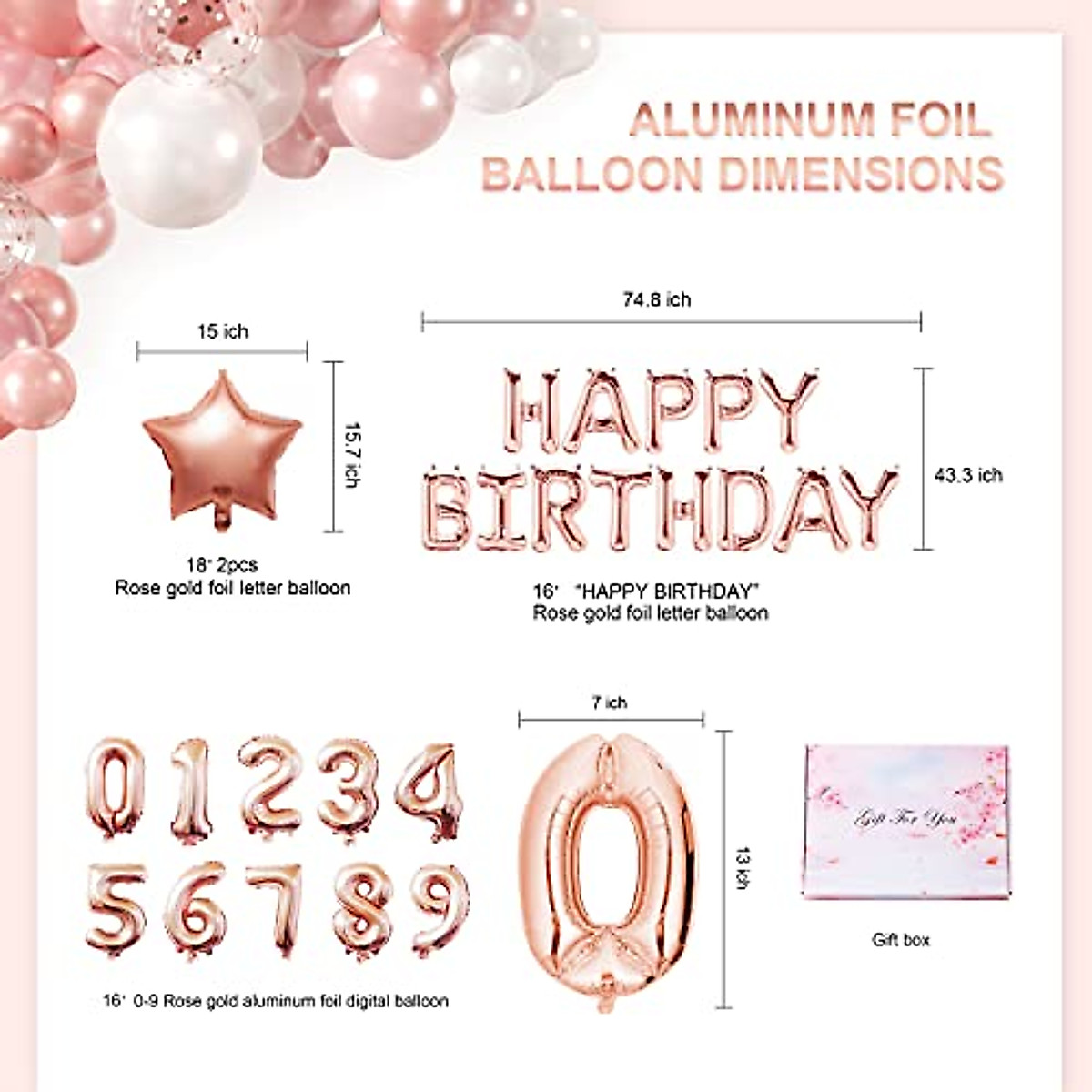 180Pcs Rose Gold Balloon Arch Kit， Rose Gold Balloon Decoration Set for Wedding Baby Shower Birthday Bachelorette Holiday Anniversary Graduation Party Decorations Supplies for Girls and Women