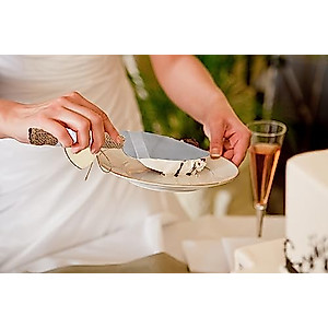 POMINEL Wood Cake Stand with Cake Cutting Set Wooden Cake Stands Rustic Wedding Cake Stand Wood Slice Cake Stand for Dessert Table, Plant Display for Family Gartering, Wedding Receptions