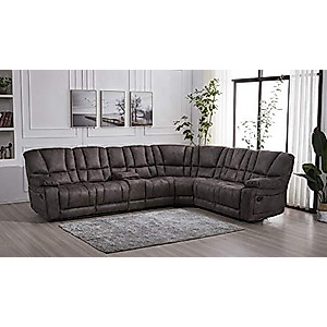 Betsy Furniture Large Microfiber Reclining Sectional Living Room Sofa in Grey 8019 [Left or Right]