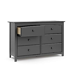 Storkcraft Kenton 6 Drawer Double Dresser (Gray) – Dresser for Kids Bedroom, Nursery Dresser Organizer, Chest of Drawers for Bedroom with 6 Drawers, Universal Design for Children’s Bedroom
