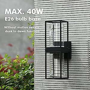 LUTEC Flair 5288804012 UP and Down Outdoor Wall Sconce, Modern Black Porch Light Fixtures, Exterior Light Fixtures Wall Mount Light with Clear Glass, Waterproof Wall Lantern for for Garage, Doorway