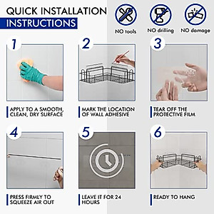 New England Stories 4 Packs Strong Wall Adhesives Waterproof Sticky Nail Free Transparent Adhesive Pad No-trace Adhesives Hook Strip for Shower Caddy, Bathroom Storage Shelves, Kitchen Racks