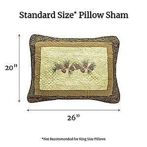 Donna Sharp Pillow Sham - Cabin Raising Pine Cone Lodge Decorative Pillow Cover with Pine Cone Pattern - Standard
