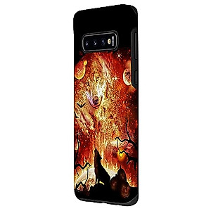 Galaxy S10 Halloween Wolf, Howling Wolves Family, Space Moon Case