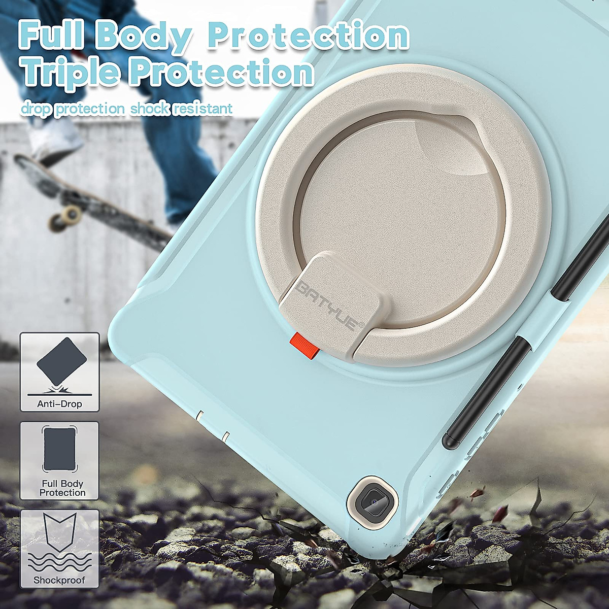 BATYUE Case for Samsung Galaxy Tab S6 Lite 10.4 Inch 2024/2022/2020 (SM-P610/P613/P615/P619/P620/P625/P627), Protective Rugged Cover with Stand, for Kids, Boys, Girls, Frozen Blue