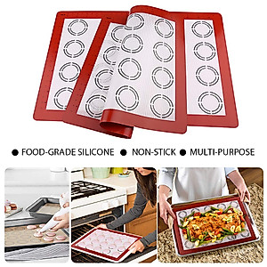 LotFancy Silicone Baking Mat, 2 Pack Non Stick Macaron Baking Liner for Cookies, Rolling Dough, Bread and Pastry, Reusable Baking Sheet,16.5"x11.5"